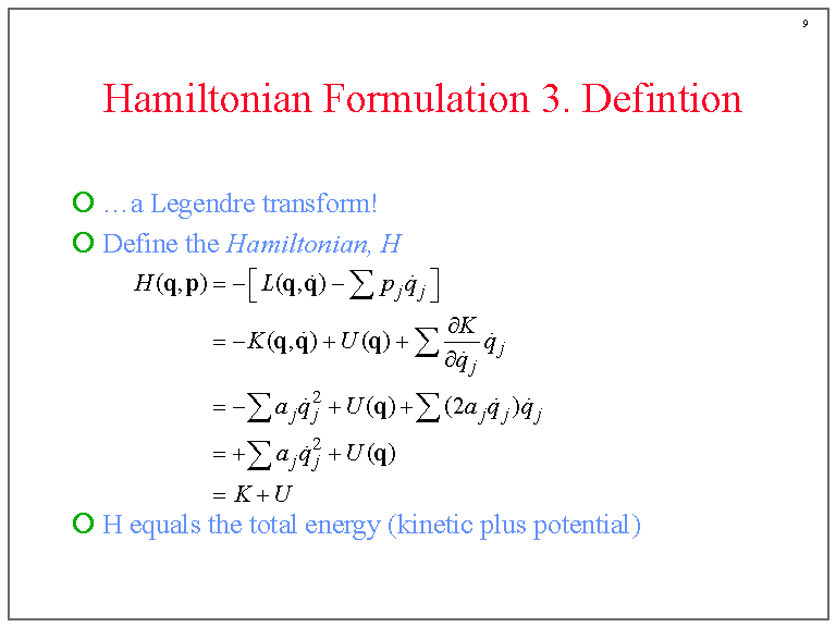 Hamiltonian Formulation 3. Defintion