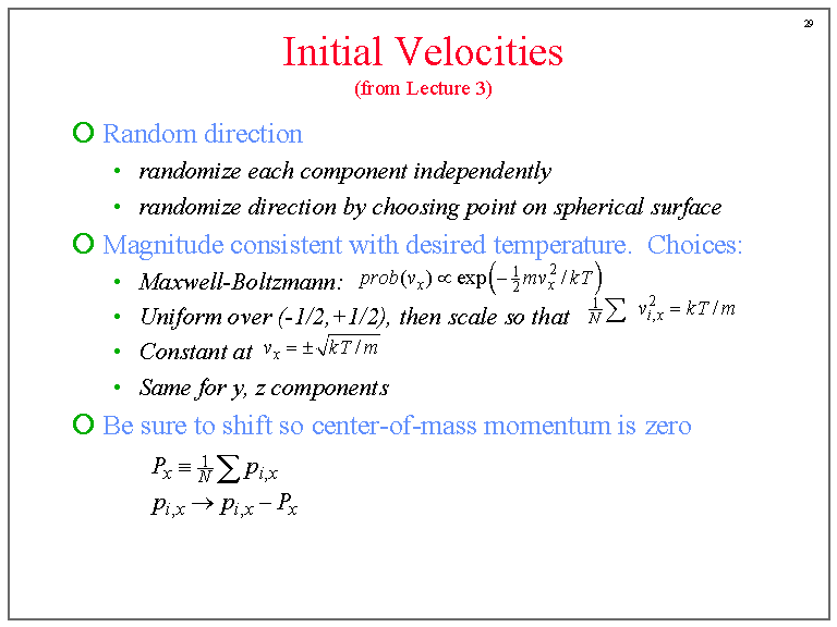 Initial Velocities