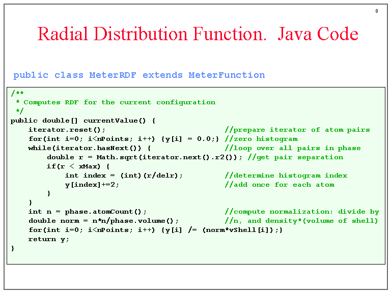 Radial Distribution Function. Java Code