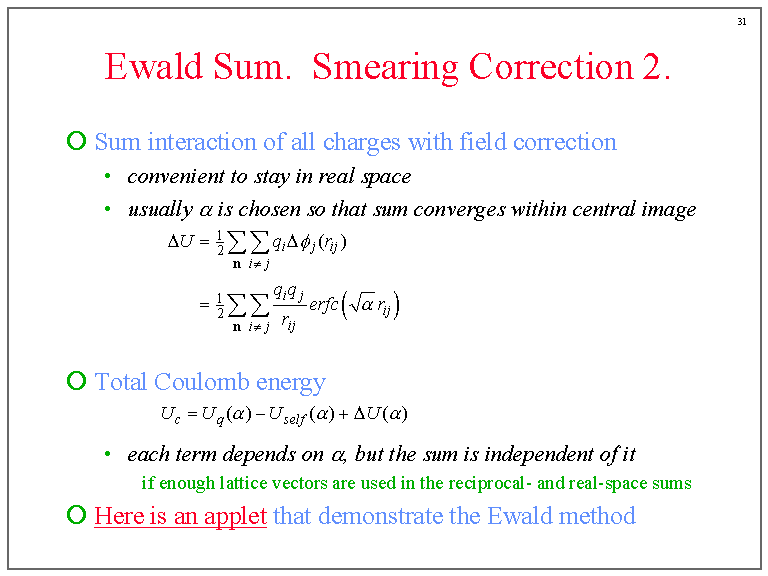 Ewald Sum. Smearing Correction 2.