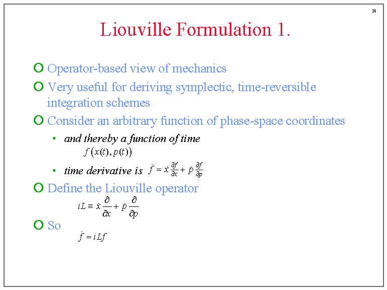 Liouville Formulation 1.